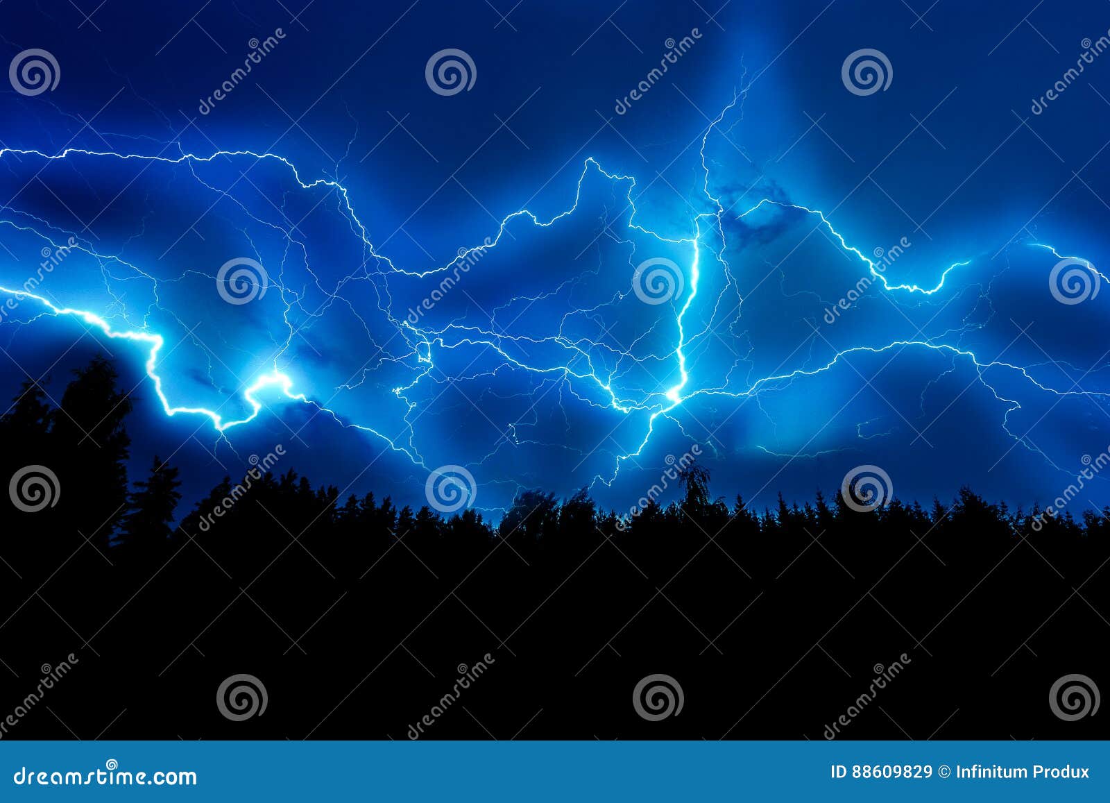 Lightning Strike on a Dark Blue Sky Stock Image - Image of black ...