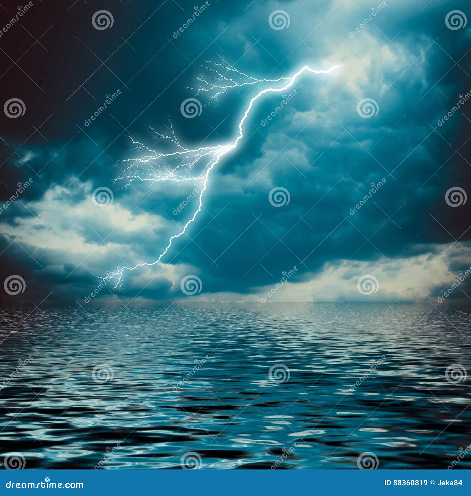 Lightning Strike on the Dark Cloudy Sky Stock Image - Image of electric ...