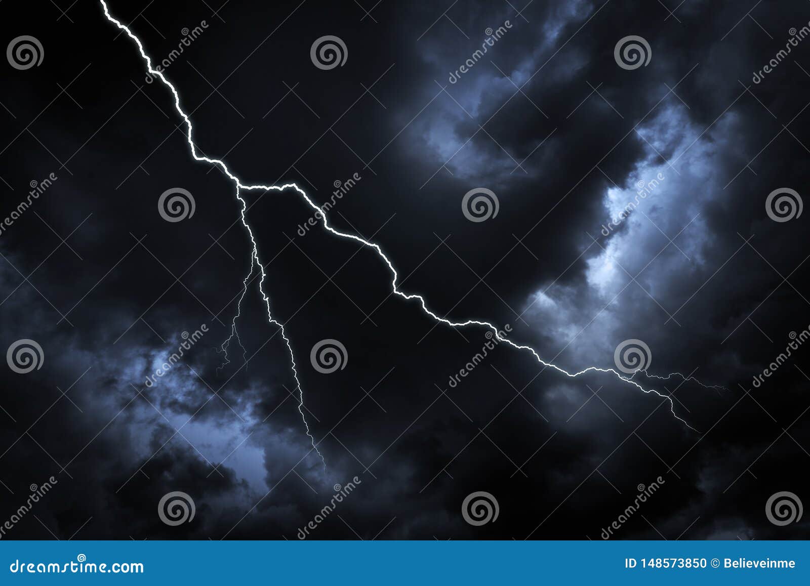 Lightning Strike on the Dark Sky. Stock Photo - Image of power, nature ...