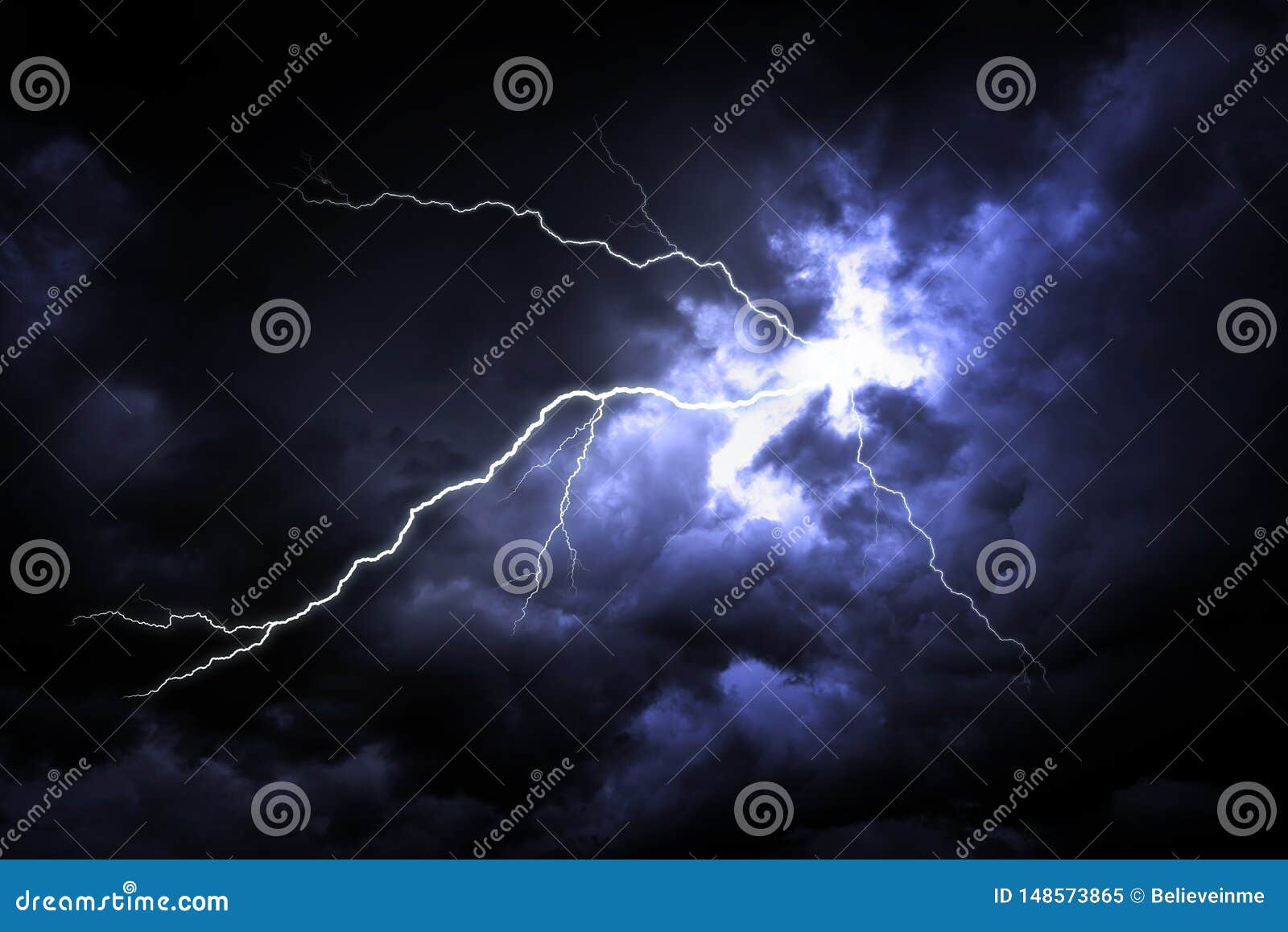 Lightning Strike on the Dark Sky. Stock Image - Image of dangerous ...