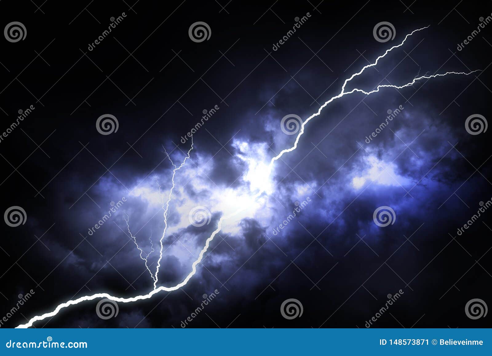 Lightning Strike on the Dark Sky. Stock Image - Image of flash, extreme ...