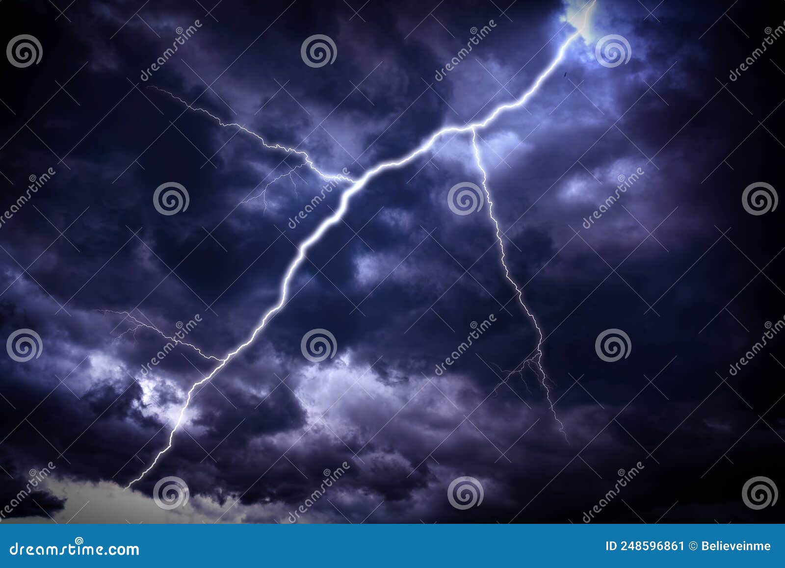 Lightning Strike on a Dark Sky. Stock Image - Image of rumble, burden ...