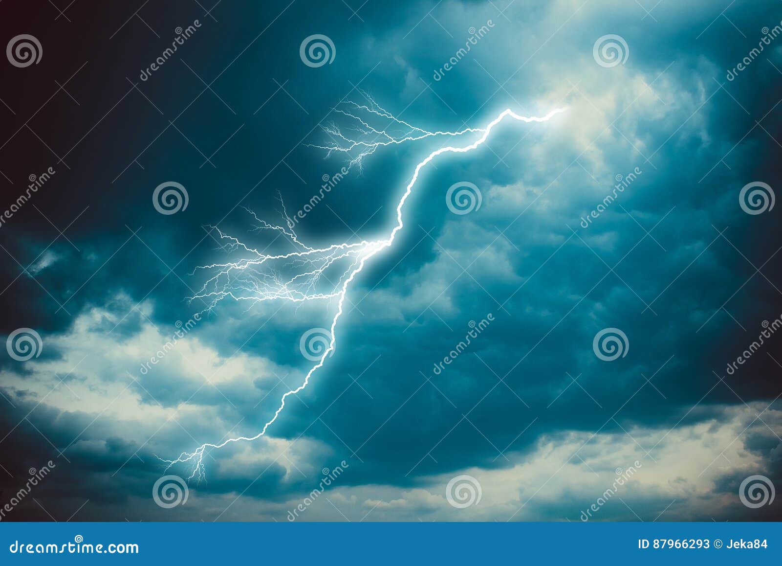 Lightning Strike on the Dark Sky Stock Image - Image of light, shock ...