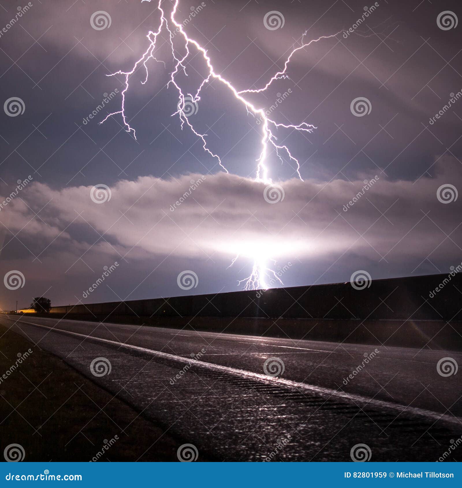Lightning Strike By A Highway Royalty-Free Stock Photo | CartoonDealer ...