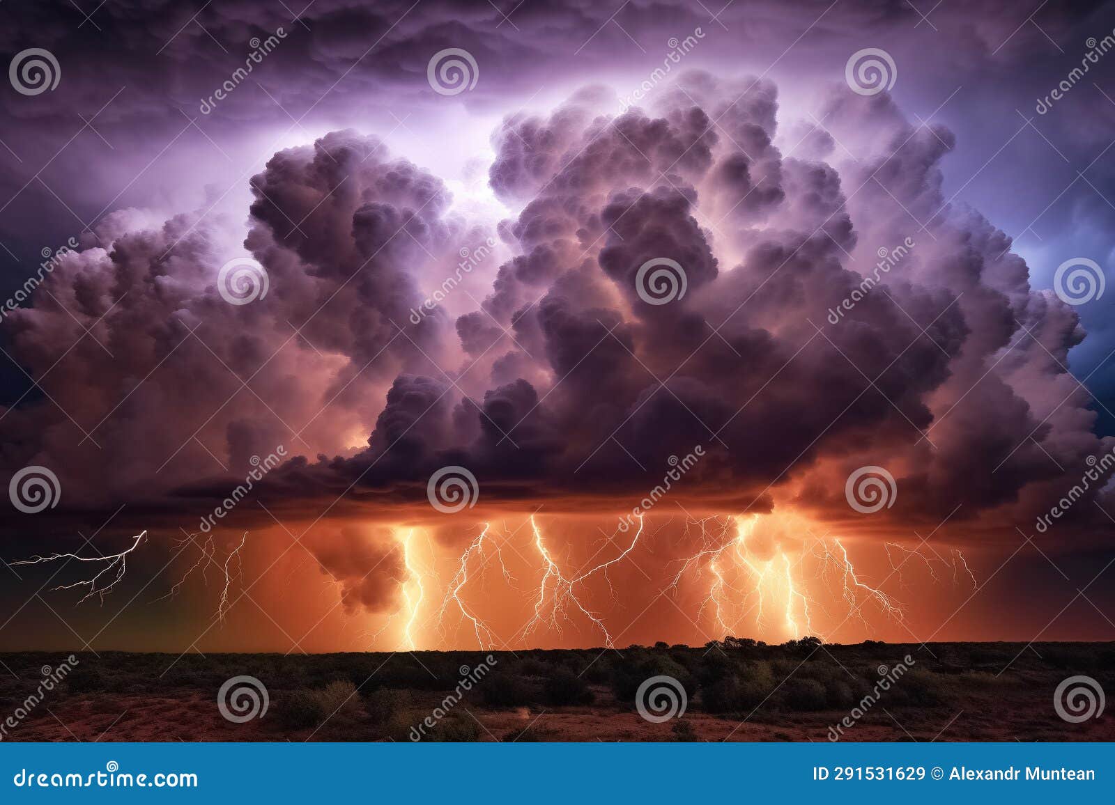 Lightning Strike on the Horizon during an Electrical Storm Stock ...