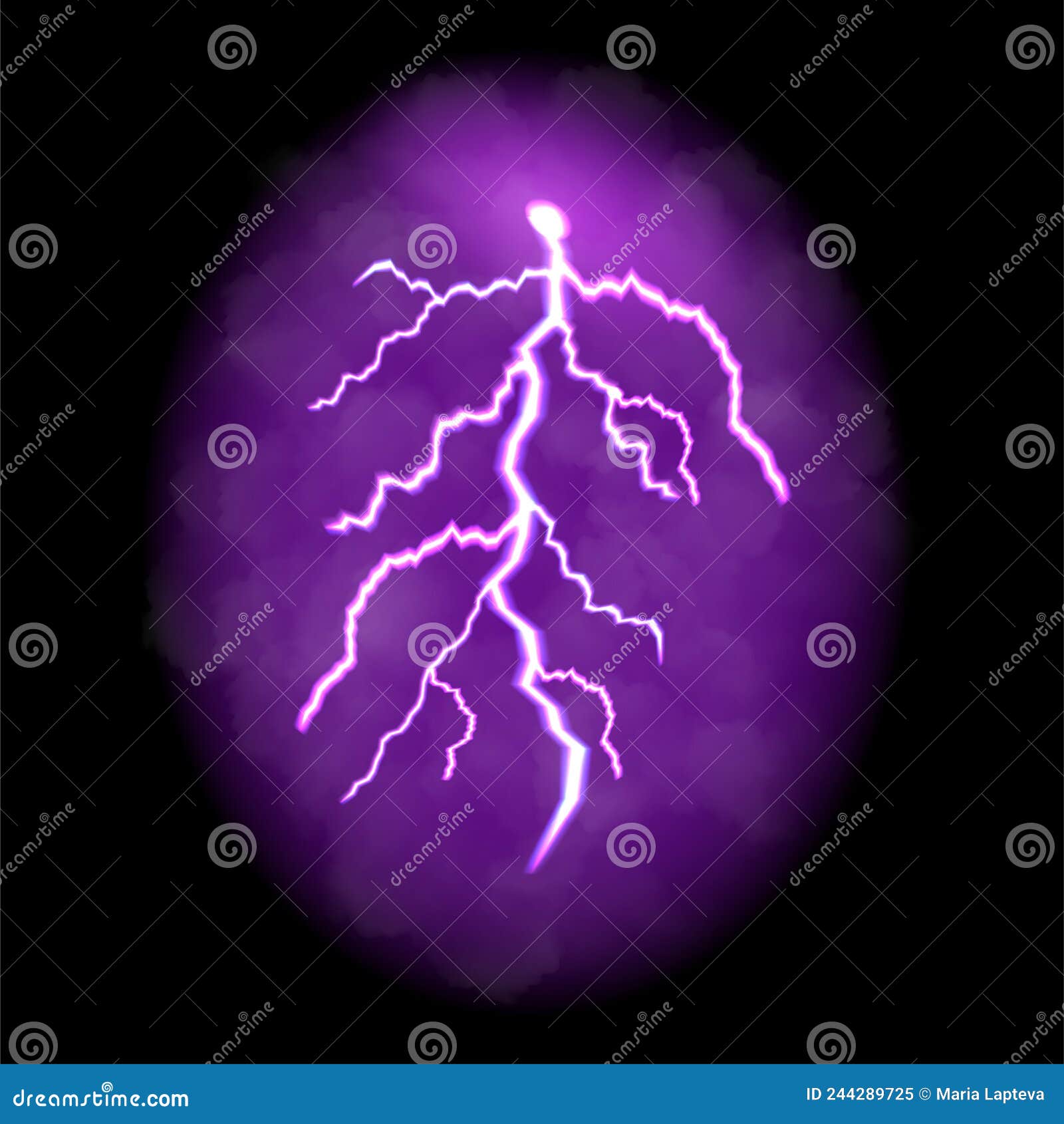 Lightning Strike in Neon Light Stock Vector - Illustration of voltage ...