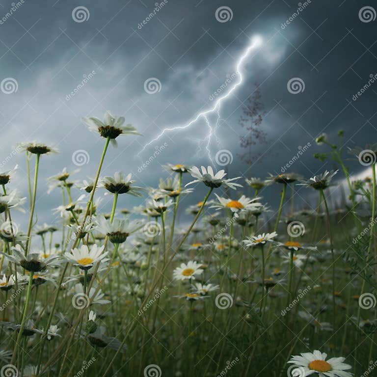 Lightning Strike Over Field. Stock Photo - Image of nature, cumulus ...