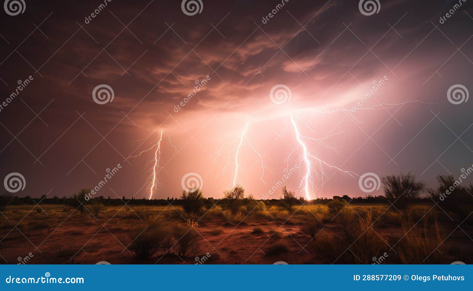 A Lightning Strike is Seen Over a Desert Landscape in this Image Stock Image - Image of sunrise ...