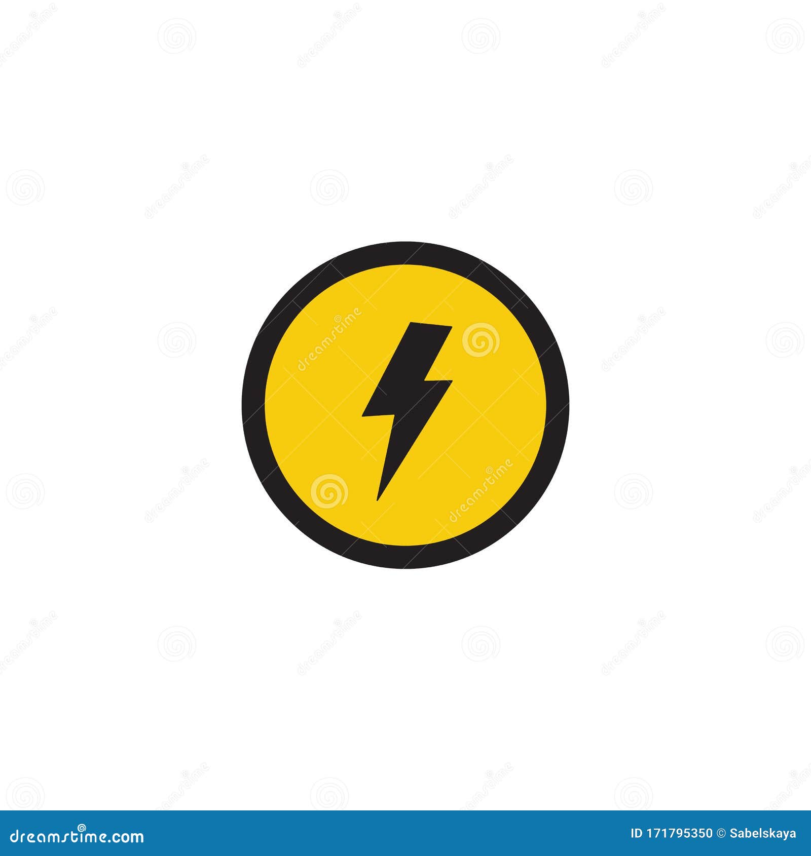 Lightning Strike Symbol in Circle Warning Banner Vector Illustration ...