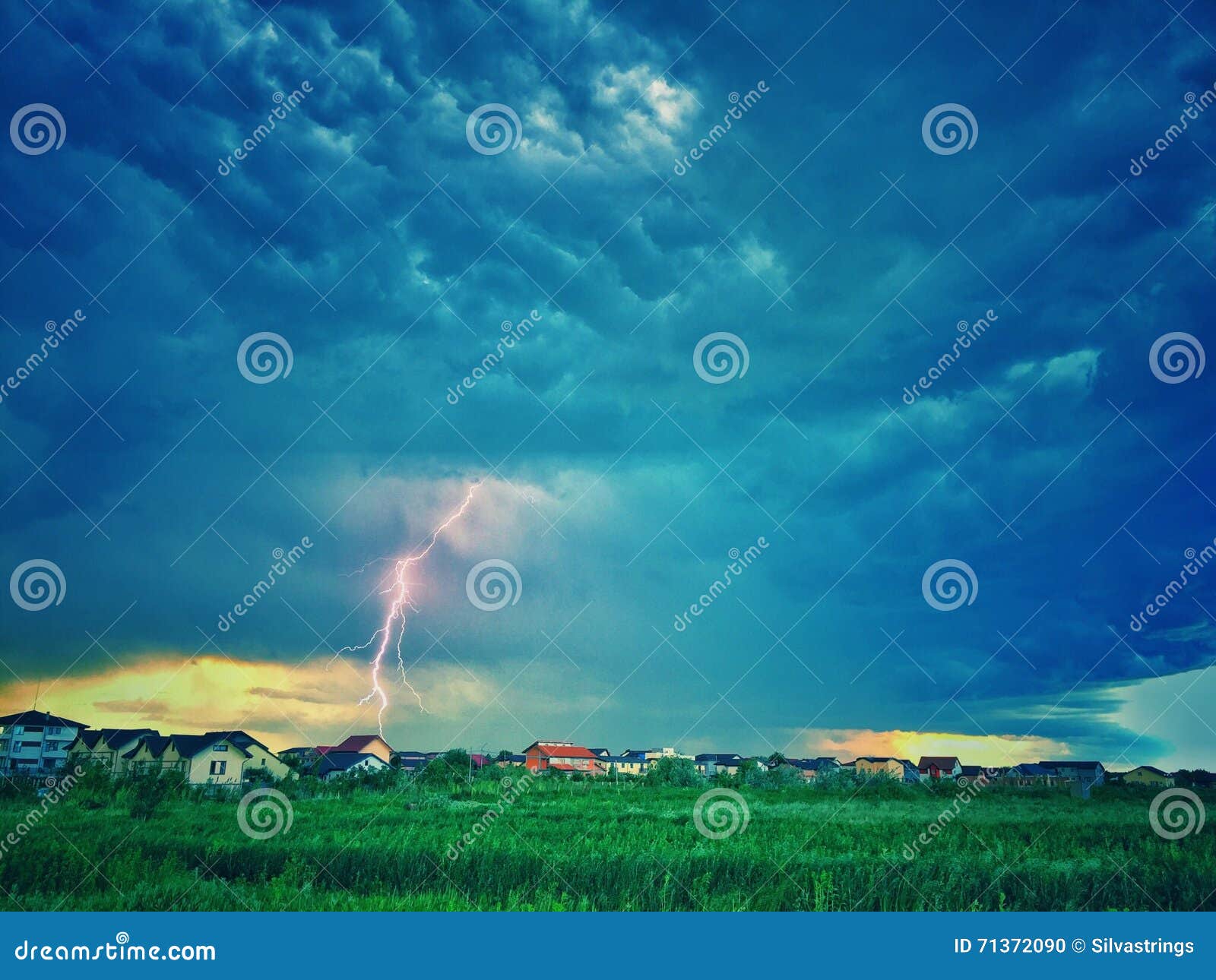 Lightning Strike Tempestuous Sky Stock Photo - Image of phenomenon ...