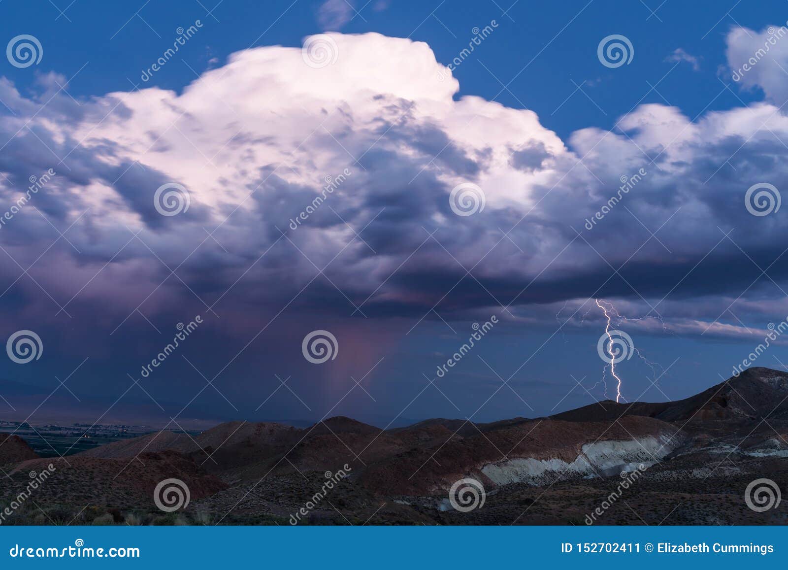 Lightning Strike during a Thunder Storm Over the Desert Stock Image ...