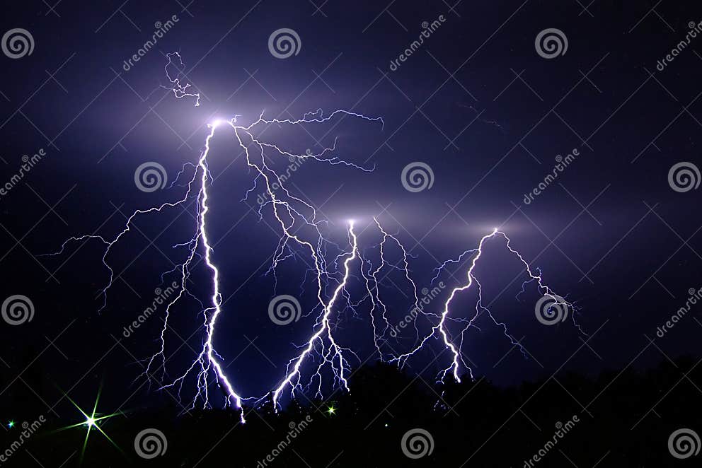 Lightning strikes stock image. Image of branched, nature - 12730183