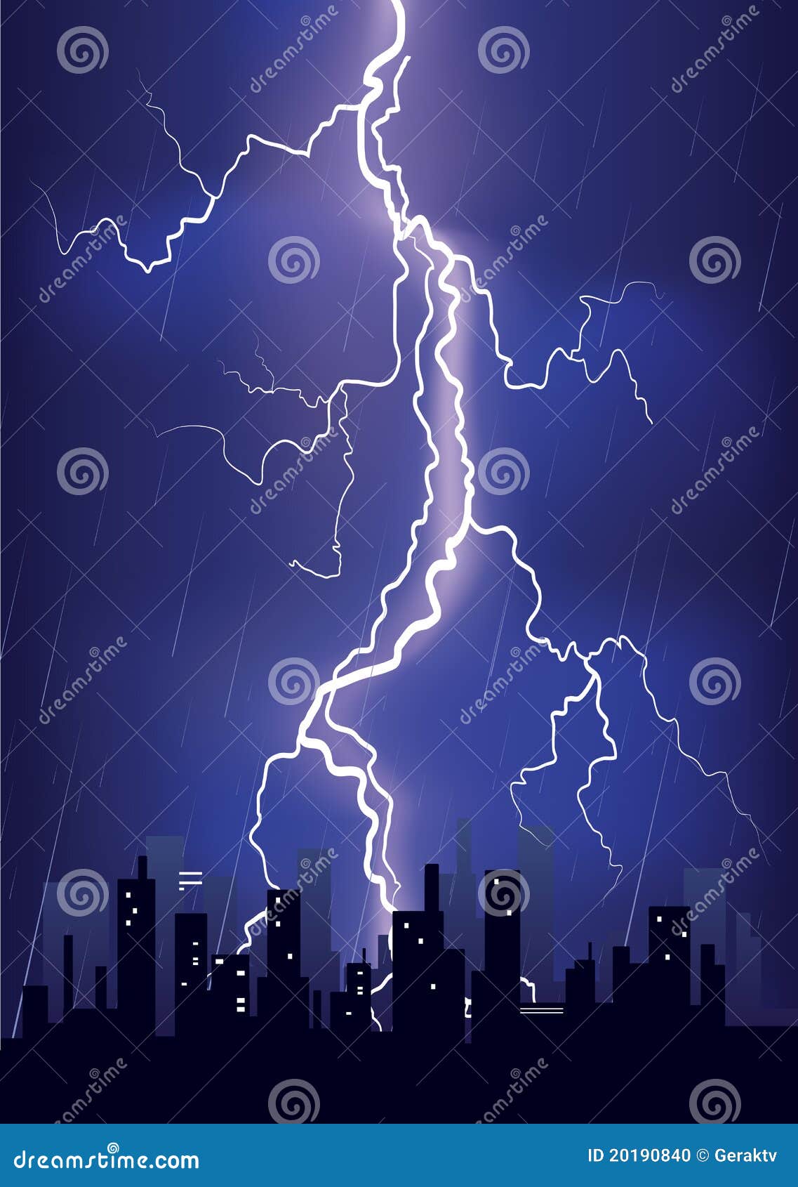 Lightning In The City A Terrifying Scene Of A Storm At Sunset Produces ...