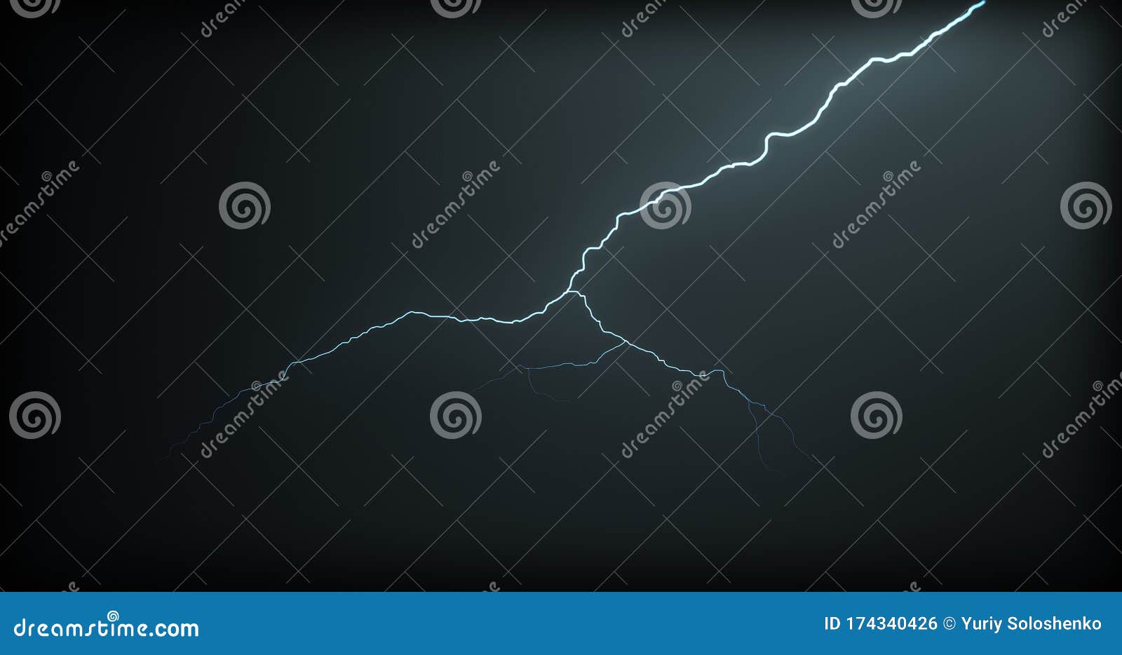 Lightning Strikes on a Black Background with Realistic Reflections ...