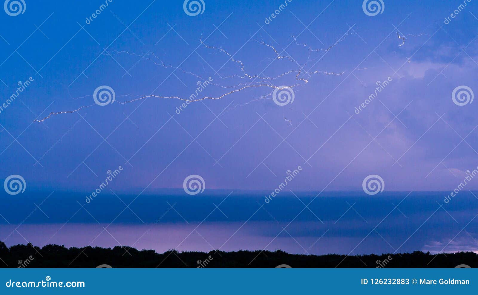 Lightning Strikes in a Blue Sky Stock Image - Image of clouds, fluffy ...