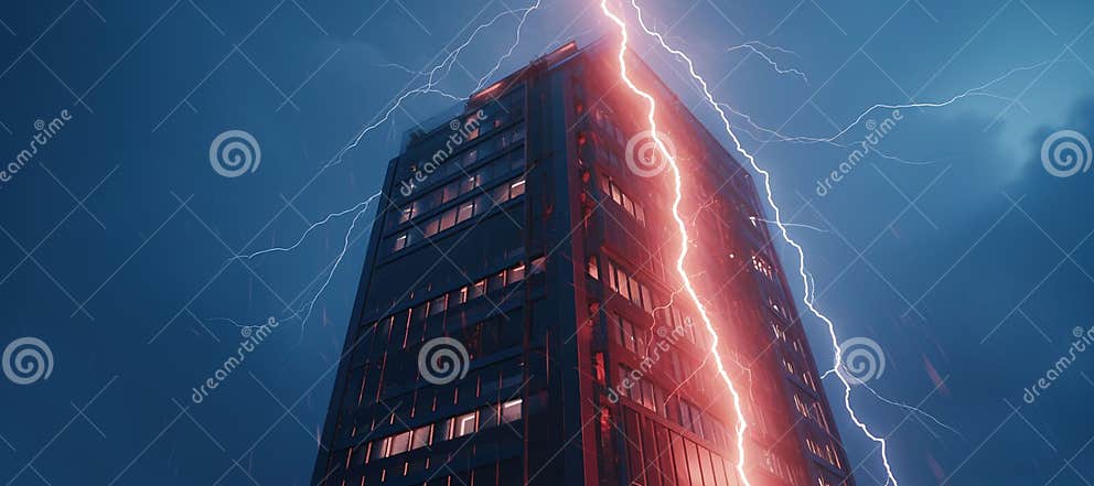 Lightning Strikes Building Skyscraper Stock Illustration - Illustration of wall, dark: 352418364