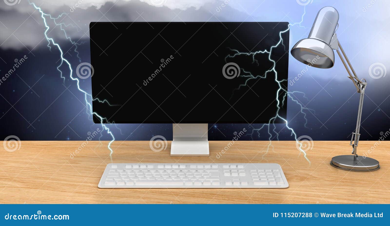 Lightning Strikes and Computer Stock Illustration - Illustration of ...