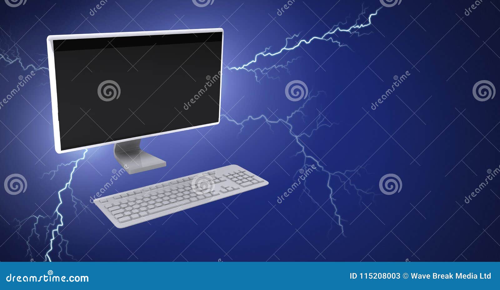 Lightning Strikes and Computer Stock Illustration - Illustration of ...