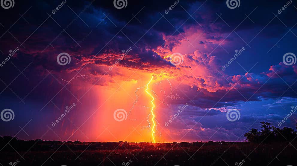 Lightning Strikes from Distance Stock Illustration - Illustration of ...
