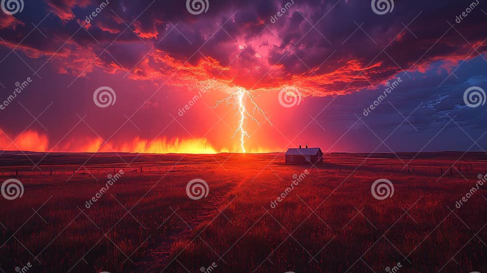 Lightning Strikes from Distance Stock Illustration - Illustration of ...