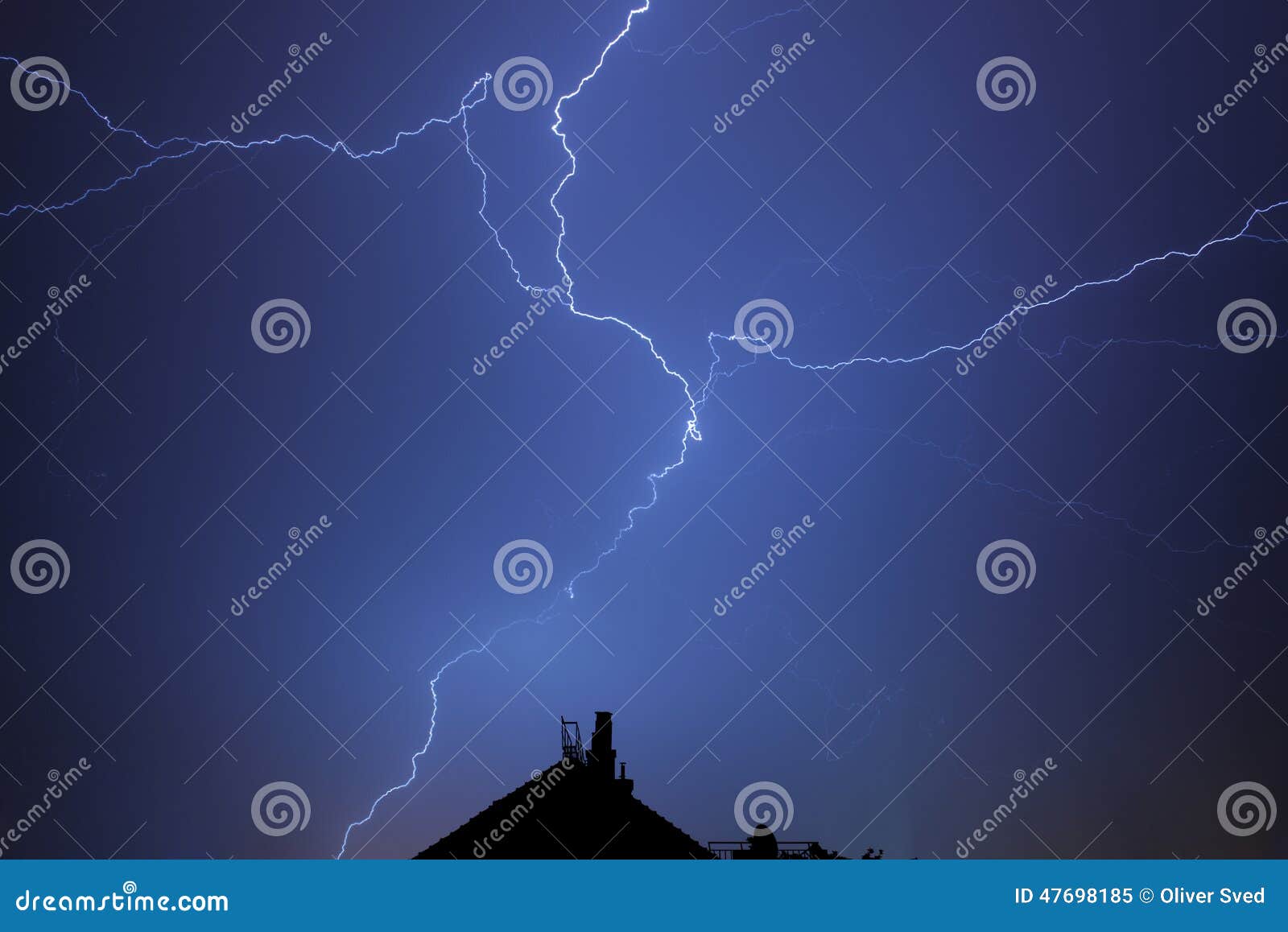 Lightning strikes down stock image. Image of blue, shock - 47698185