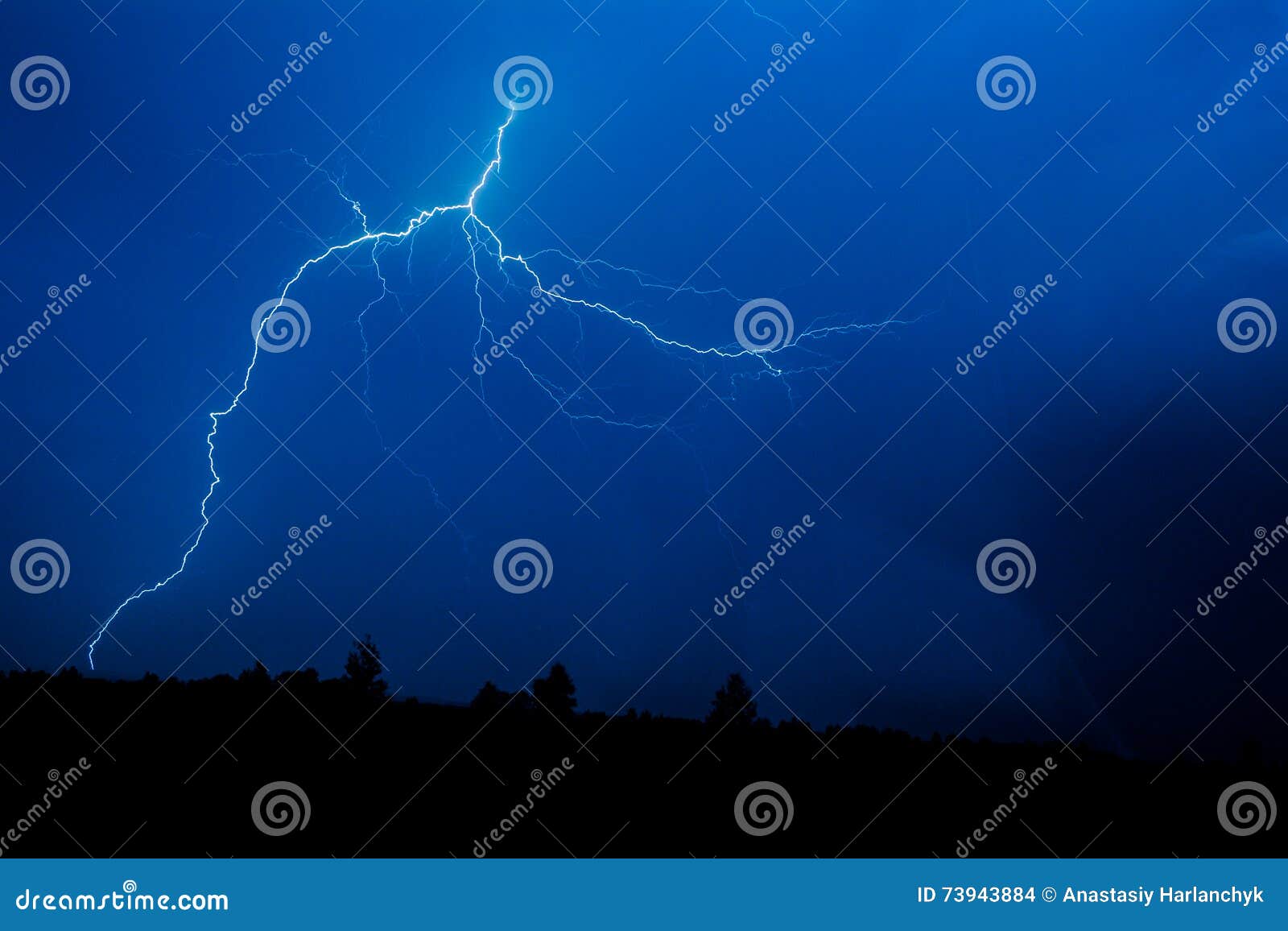 Lightning Strikes the Earth Stock Photo - Image of apocalypse, night ...