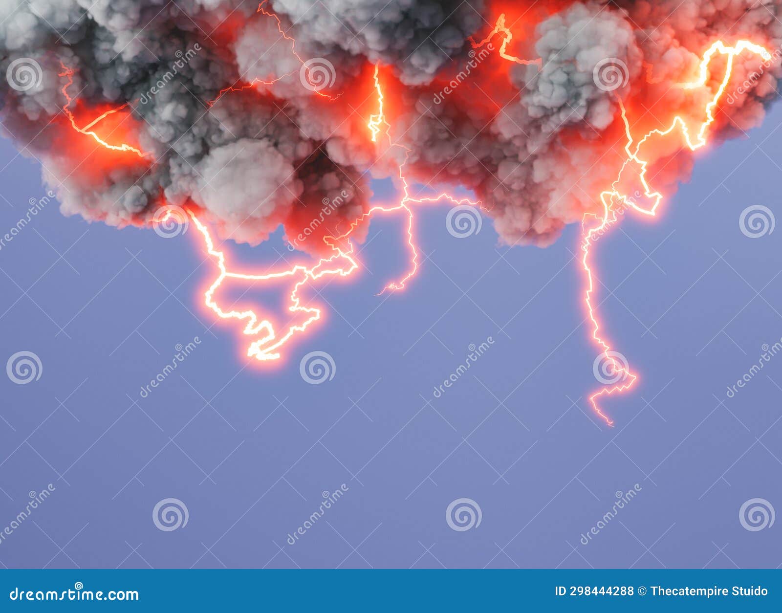 Lightning Strikes in Gray Clouds in Blue Sky Stock Illustration ...