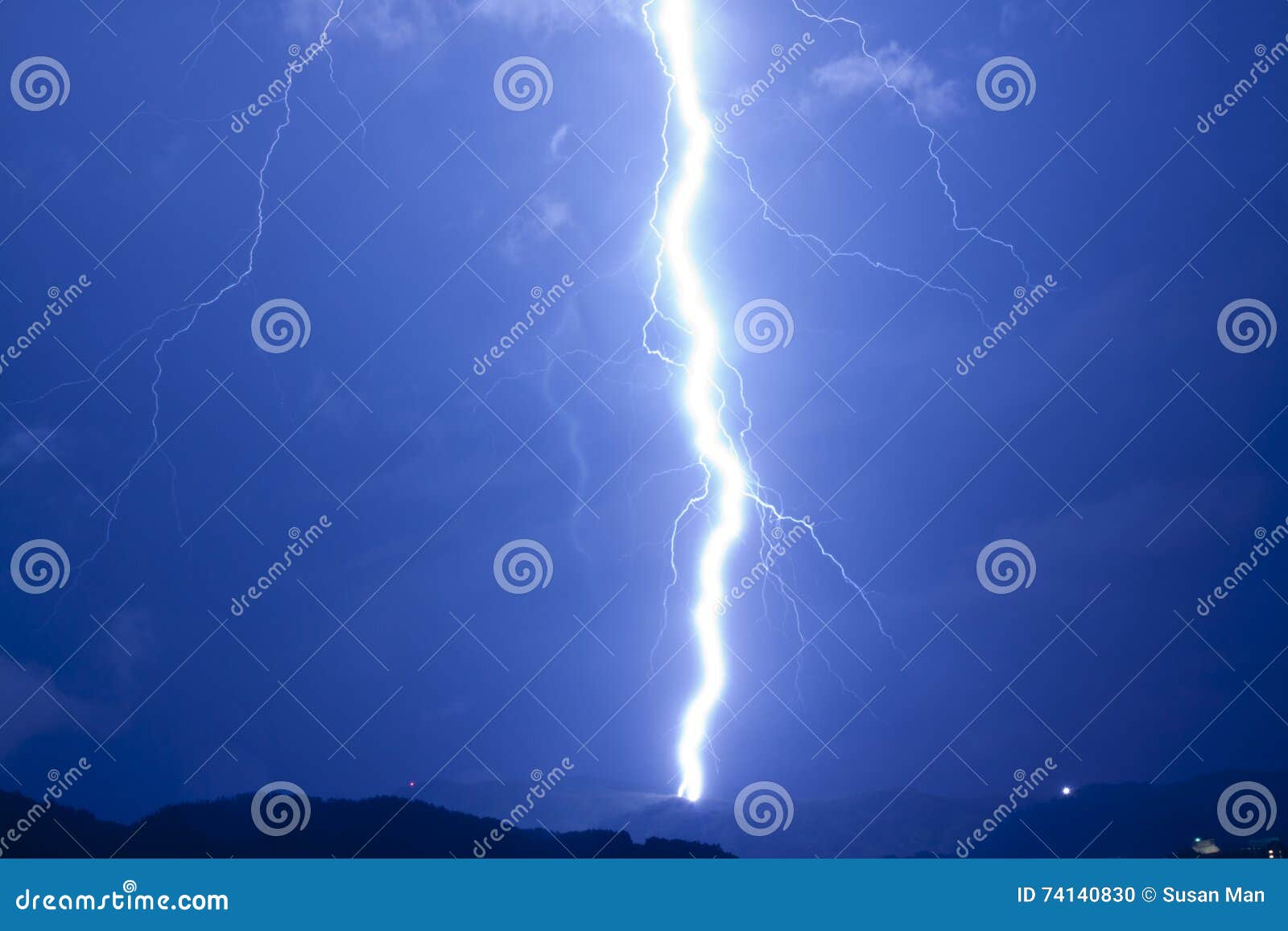 Lightning Strikes And Scared Afraid Woman Stock Photo | CartoonDealer ...