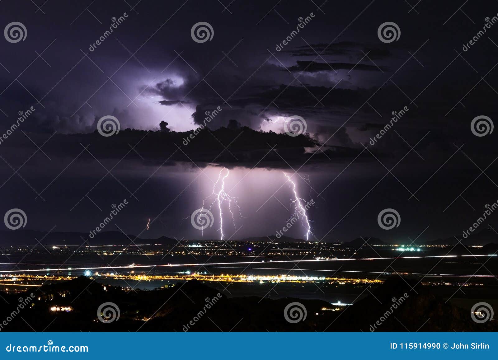 Lightning Strikes during a Monsoon Thunderstorm Stock Photo - Image of ...