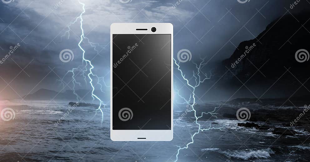 Lightning Strikes and Phone Stock Illustration - Illustration of nature ...