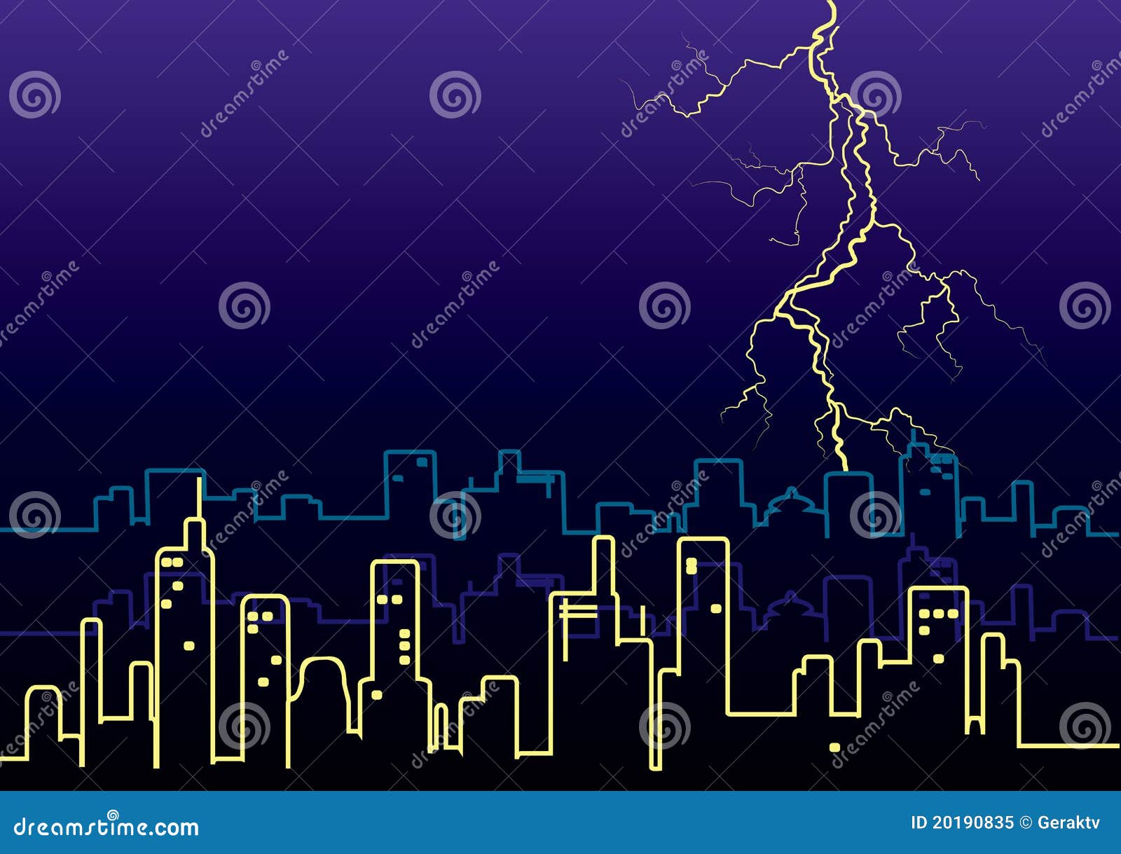 Lightning In The City A Stormy Night Sky With Multiple Lightning ...