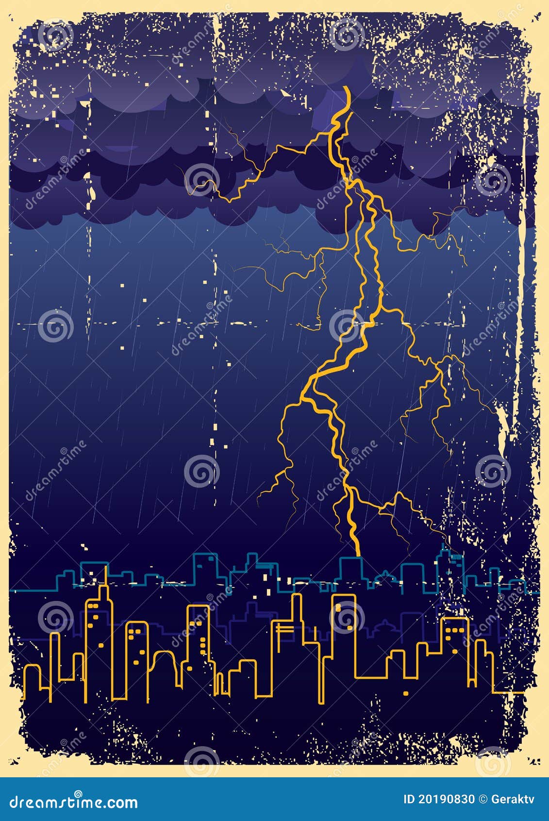 Lightning In The City A Terrifying Scene Of A Storm At Sunset Produces ...