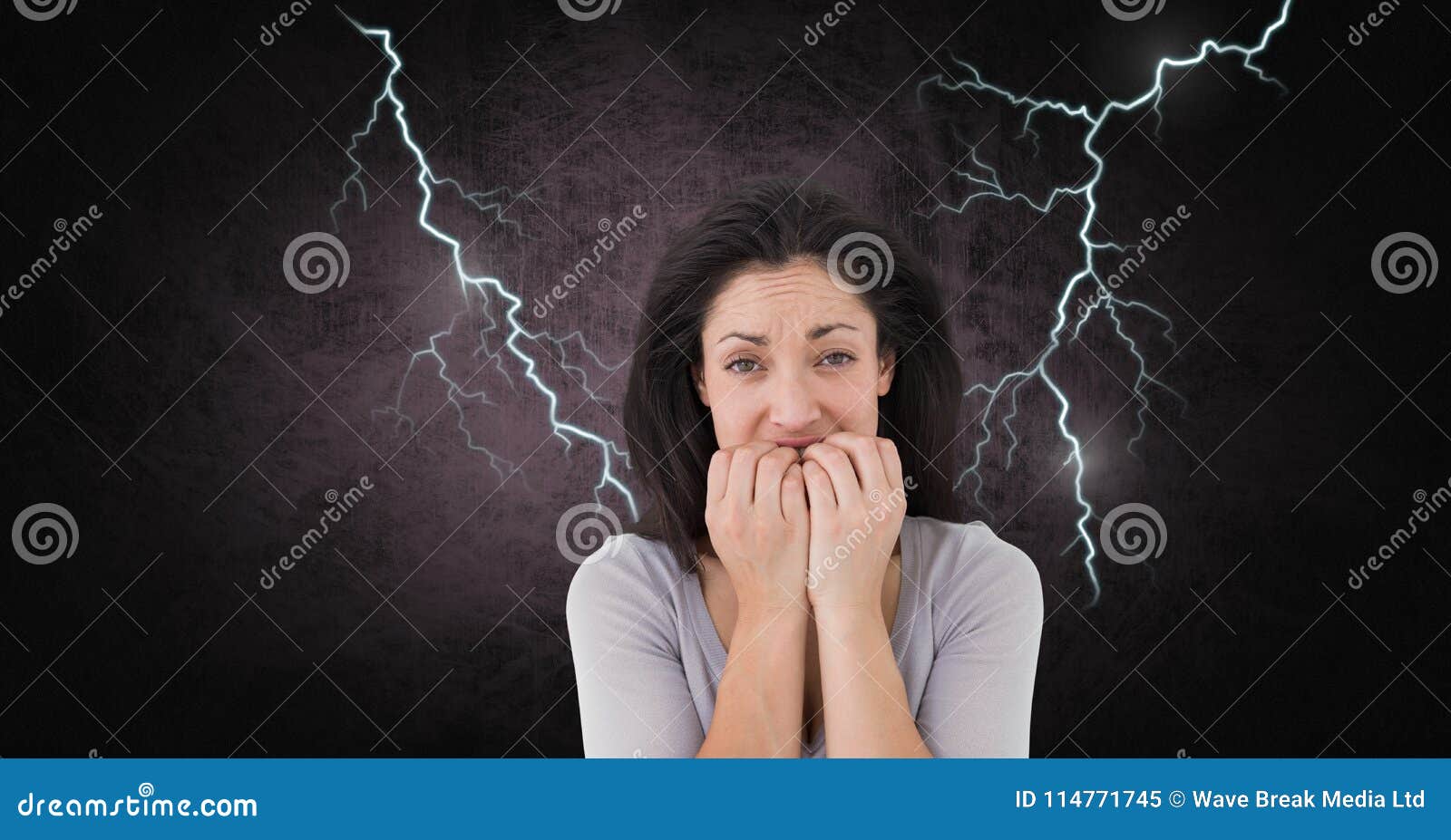 Kid Afraid Of The Lightning And Storm Vector Illustration ...