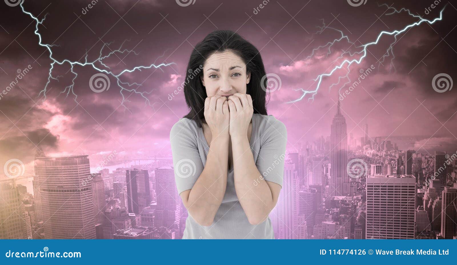 Scared Lightning Far Away In Corn Farm In Monsoon Season Stock Image ...