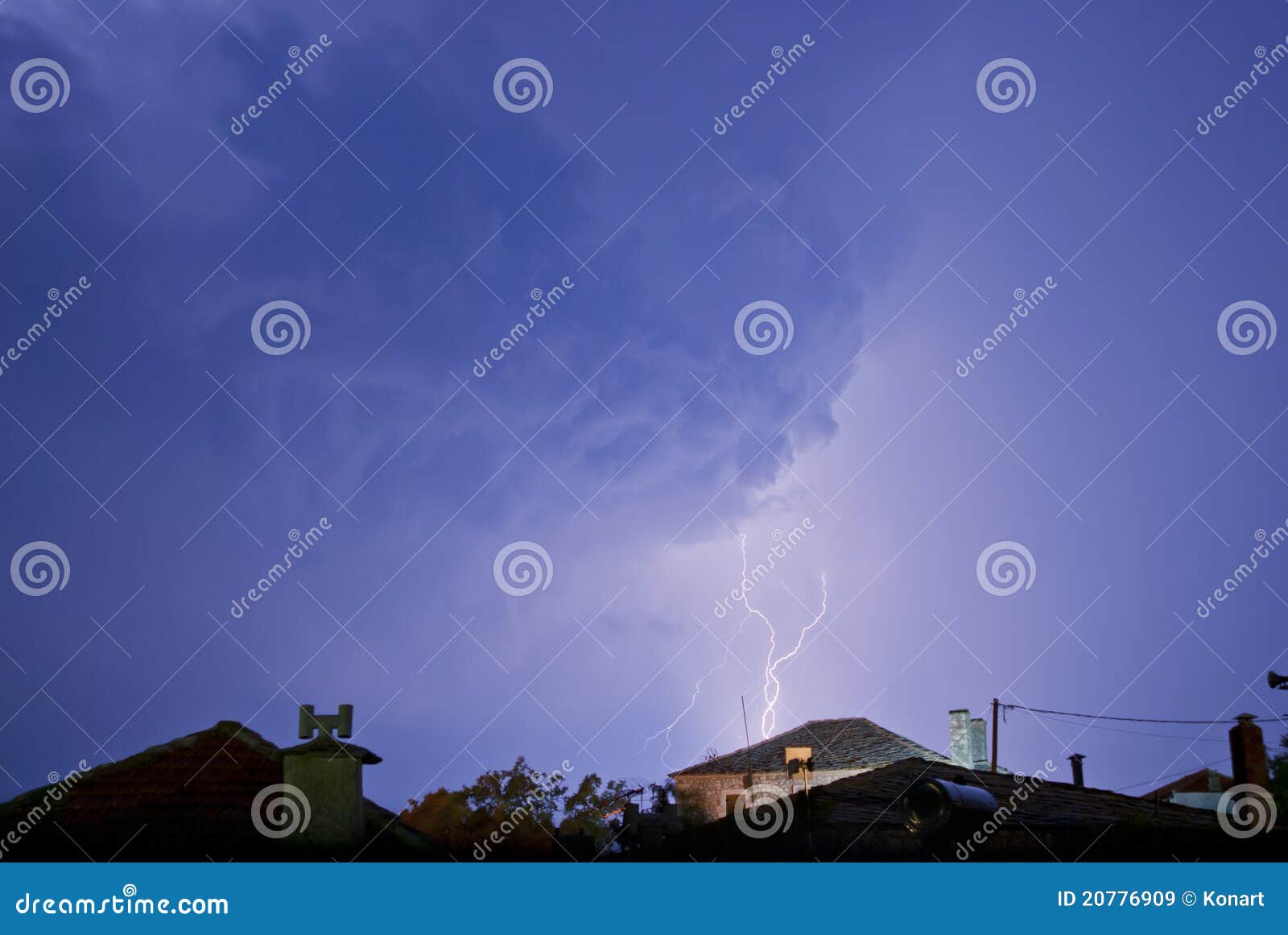 Lightning Strikes in Small Village Stock Image - Image of electric ...
