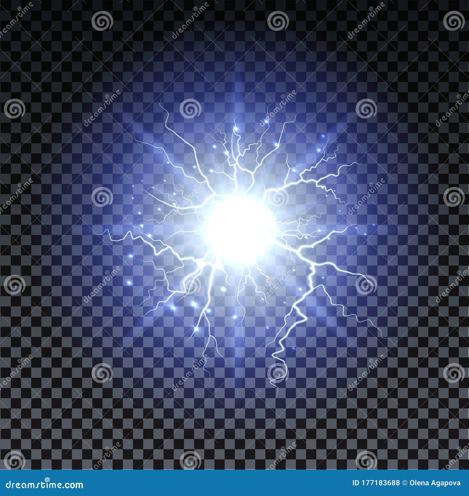 Lightning Strikes And Sparks, Electrical Energy On Transparent ...