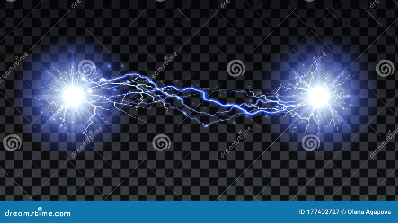 Lightning Strikes And Sparks, Electrical Energy On Transparent ...