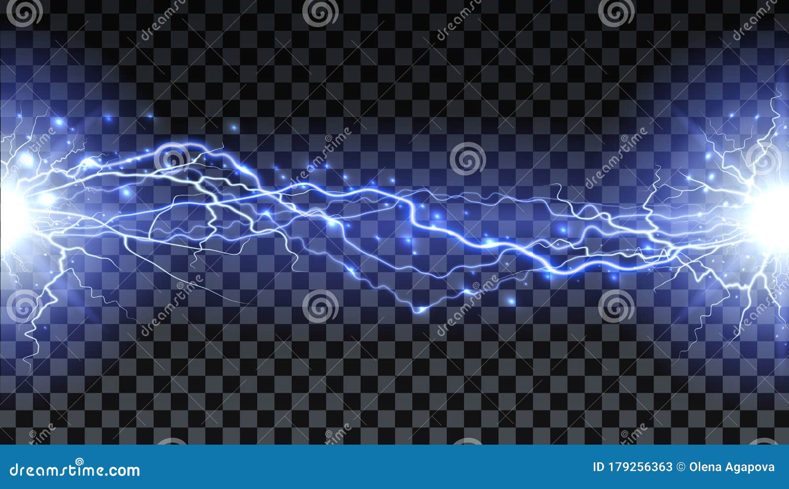 Lightning Strikes And Sparks, Electrical Energy On Transparent ...