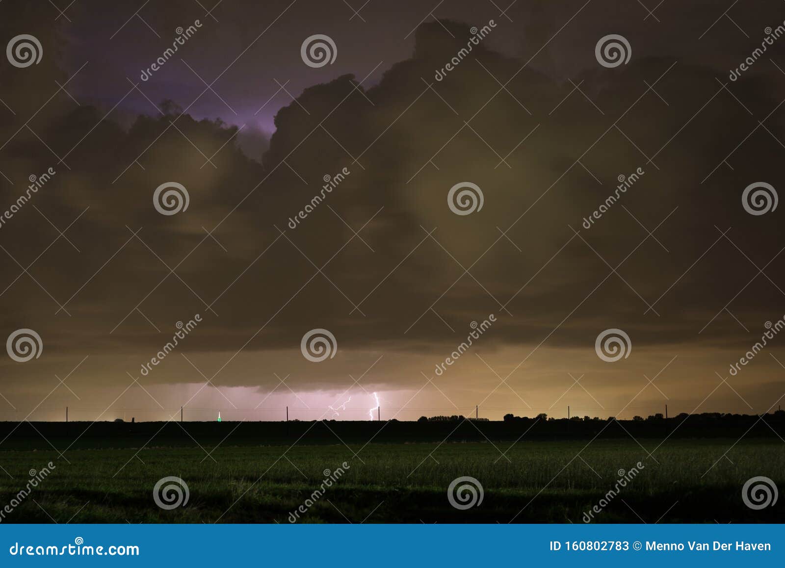Lightning Striking Down from a Distant Thunderstorm Stock Image - Image ...