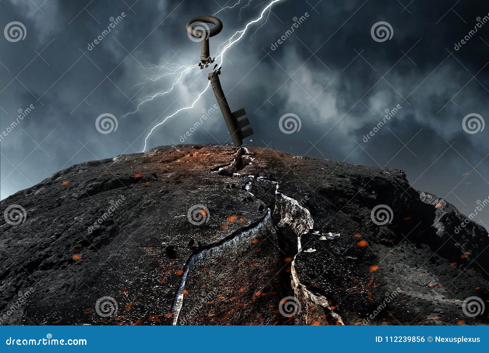 Lightning Striking Key. Mixed Media Stock Photo - Image of enter ...