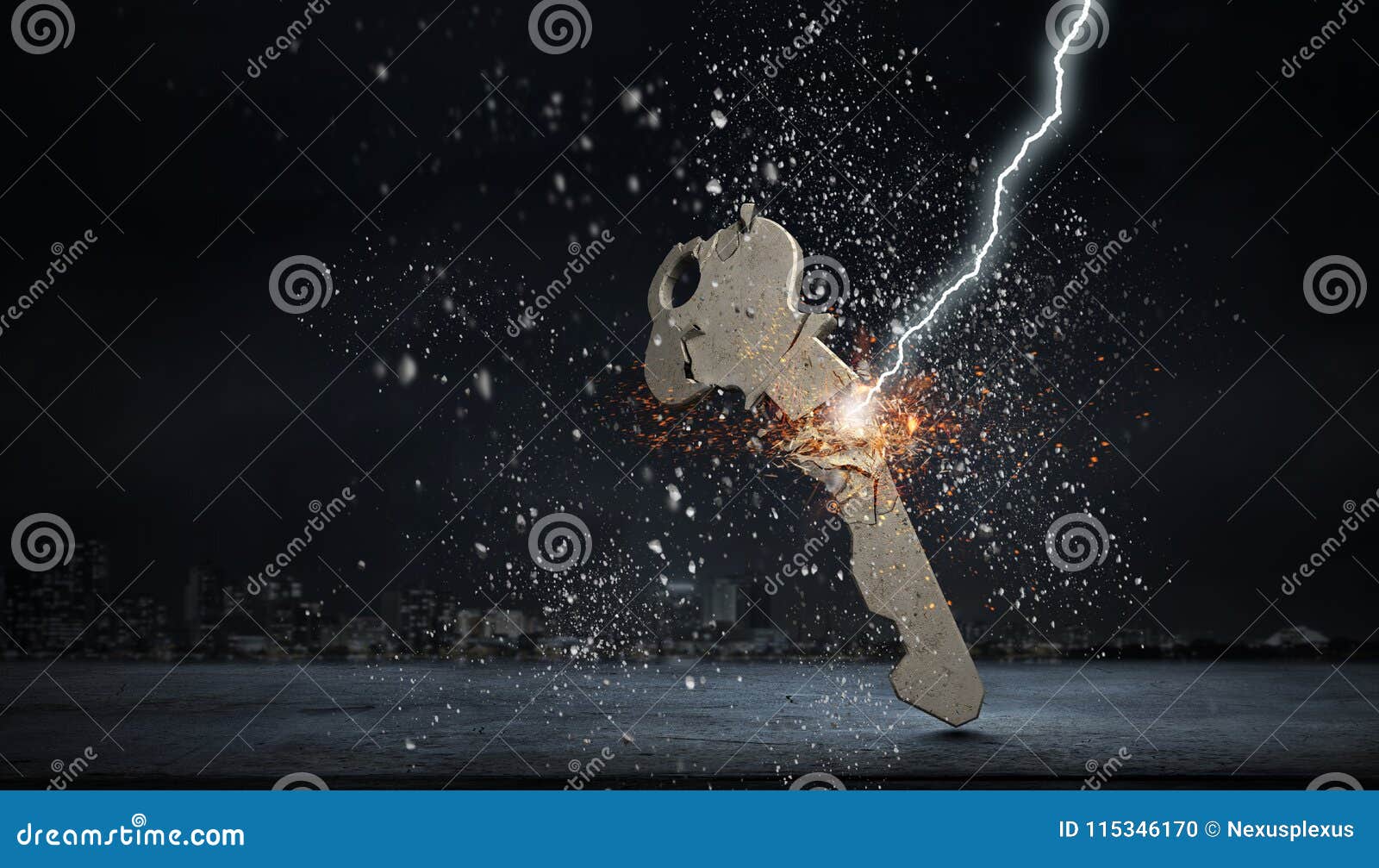 Lightning Striking Key. Mixed Media Stock Photo - Image of safety ...