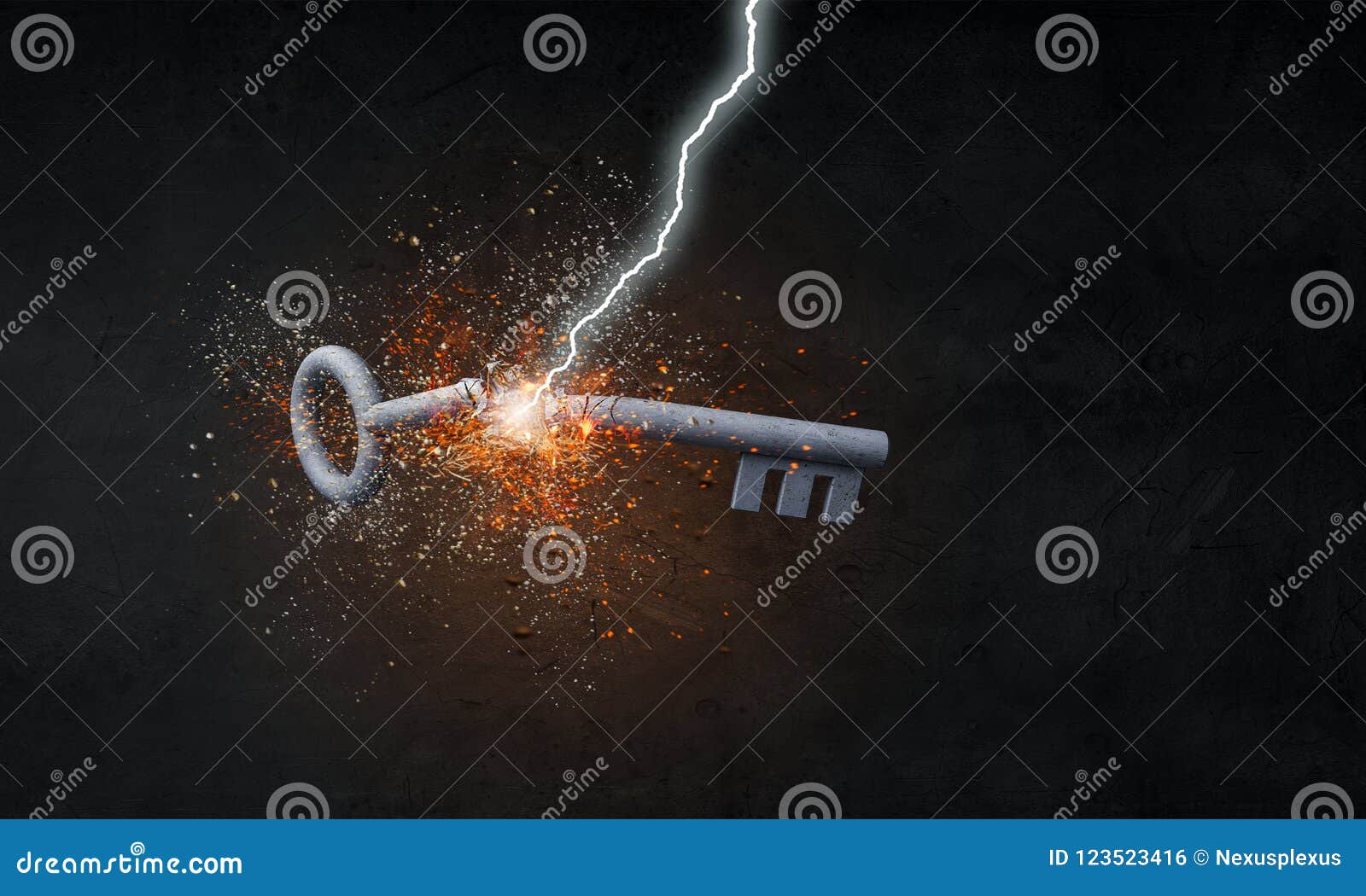 Lightning Striking Key. Mixed Media Stock Illustration - Illustration ...