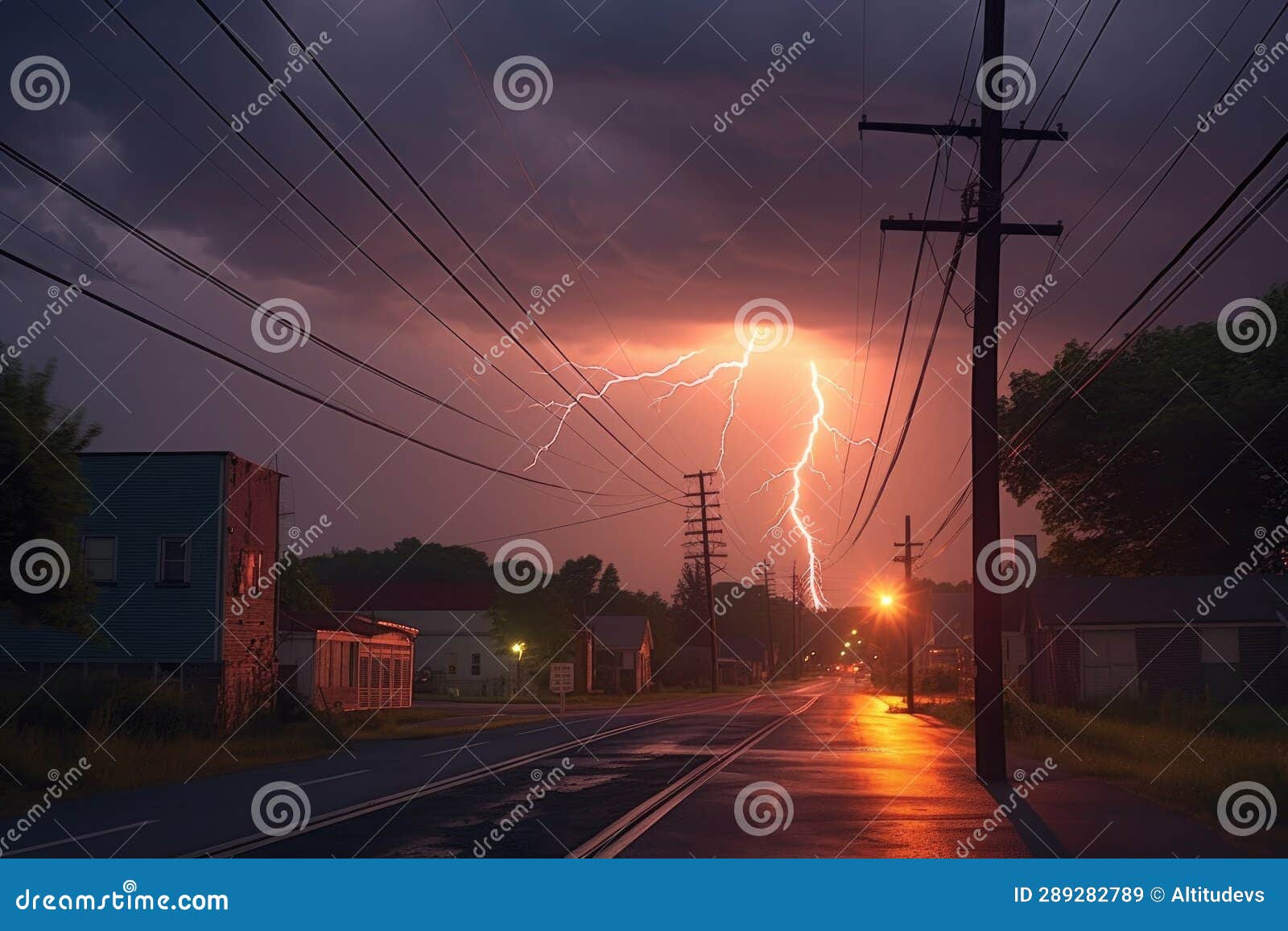 Lightning Striking a Power Line during a Storm Stock Image - Image of ...