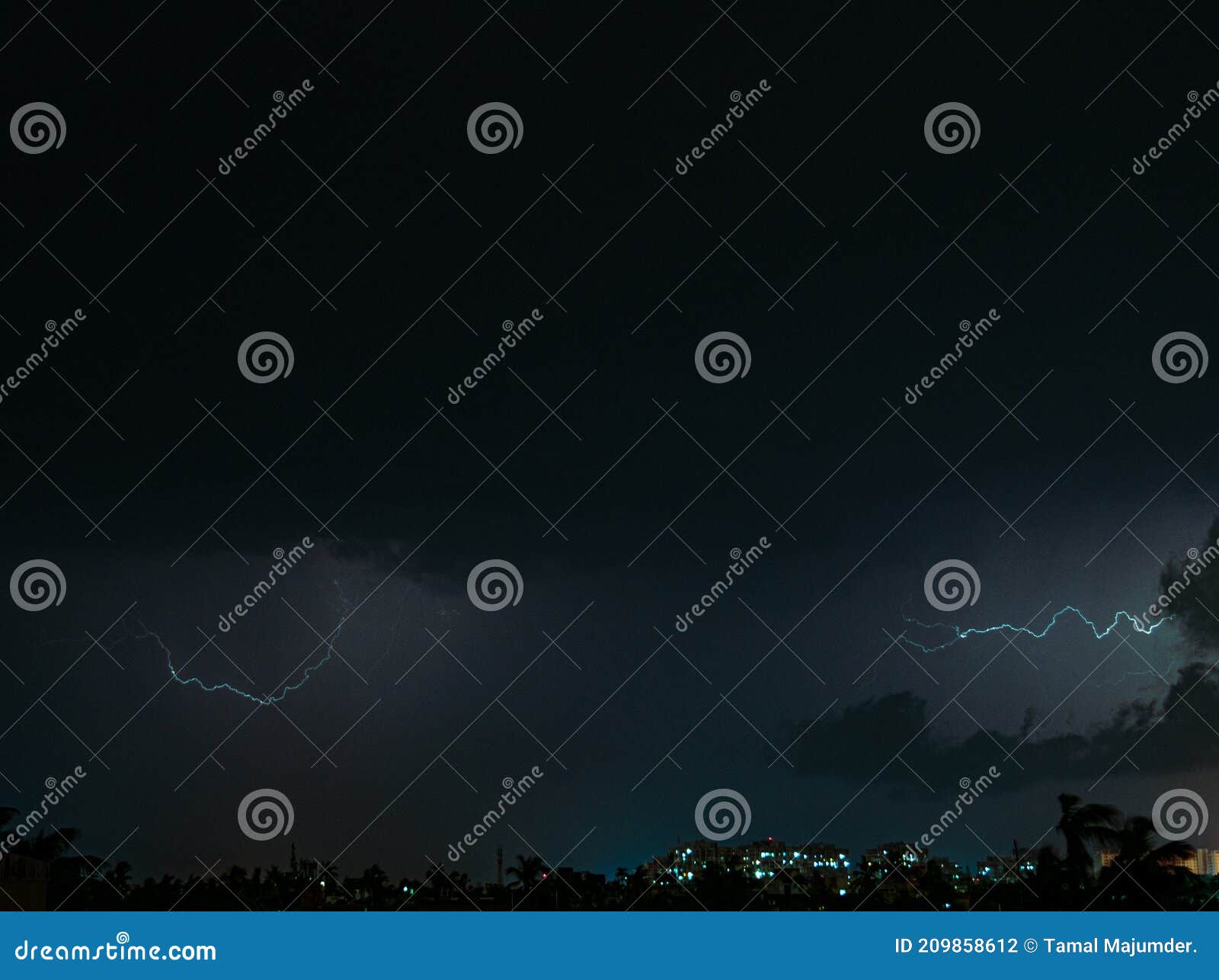 Lightning Striking on a Rainy Day with Great Details. Stock Photo ...