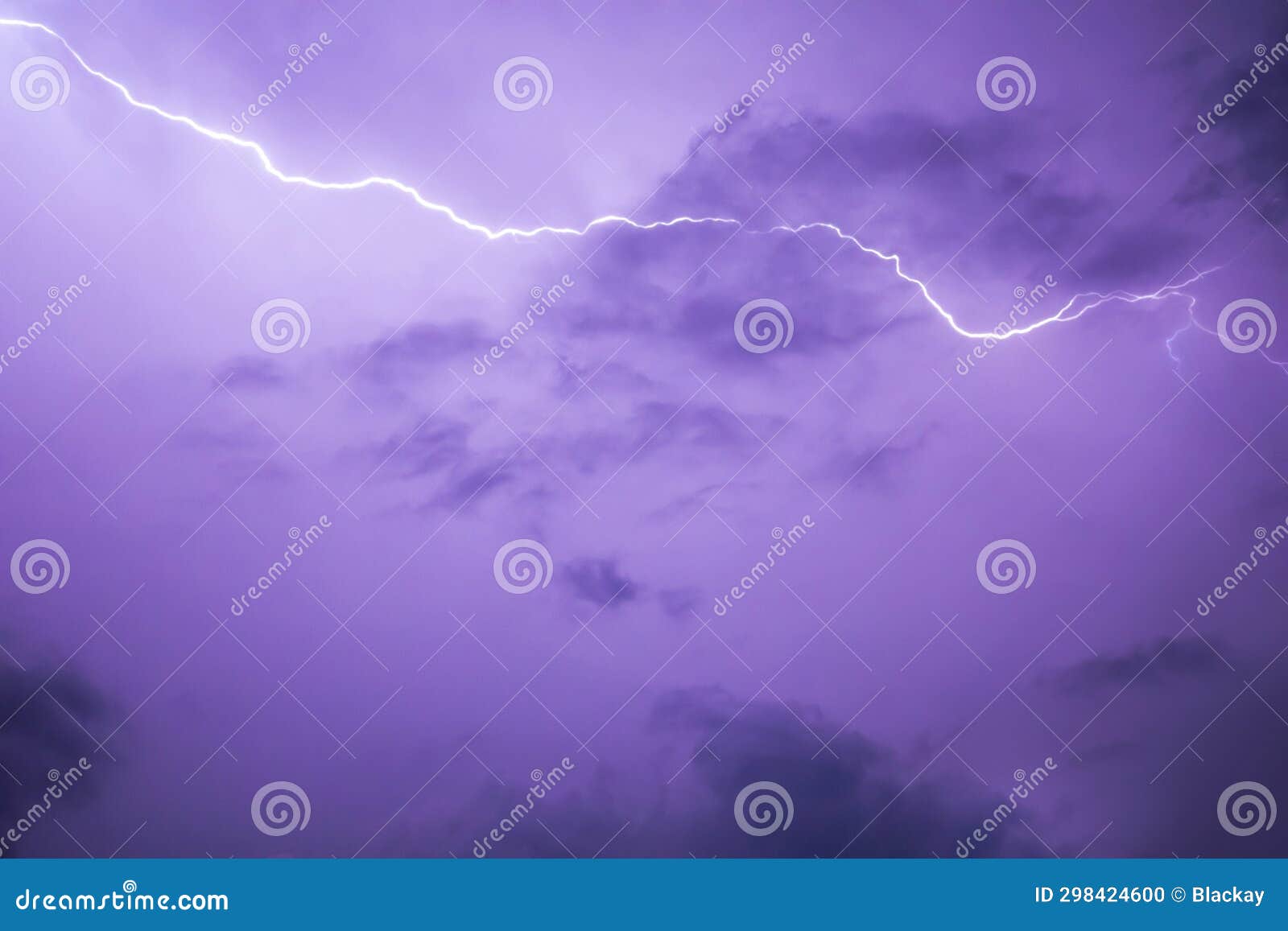 Lightning Stroke in Purple Night Sky Stock Photo - Image of landscape ...