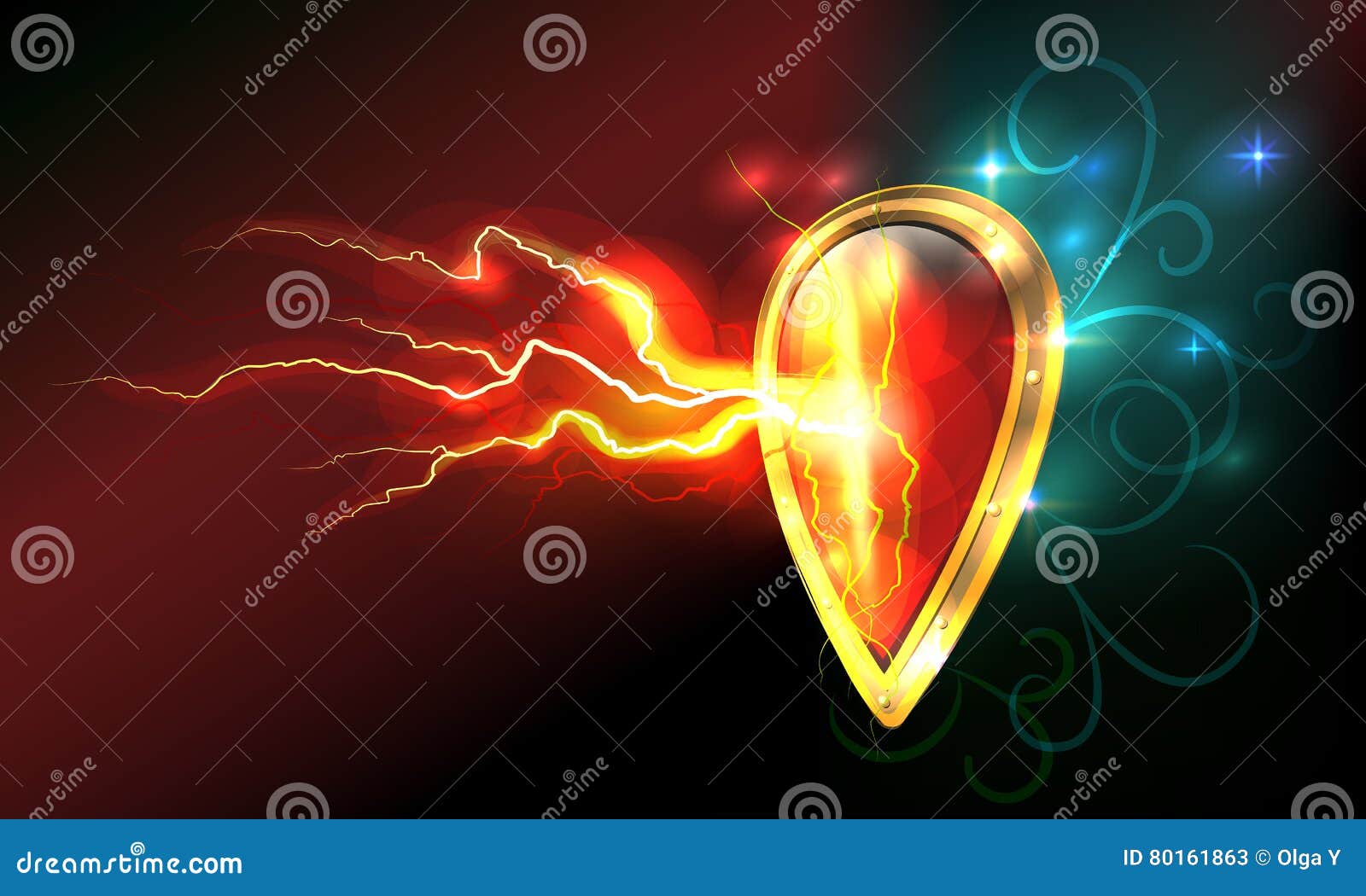Lightning Struck in the Firewall Shield Stock Vector - Illustration of ...