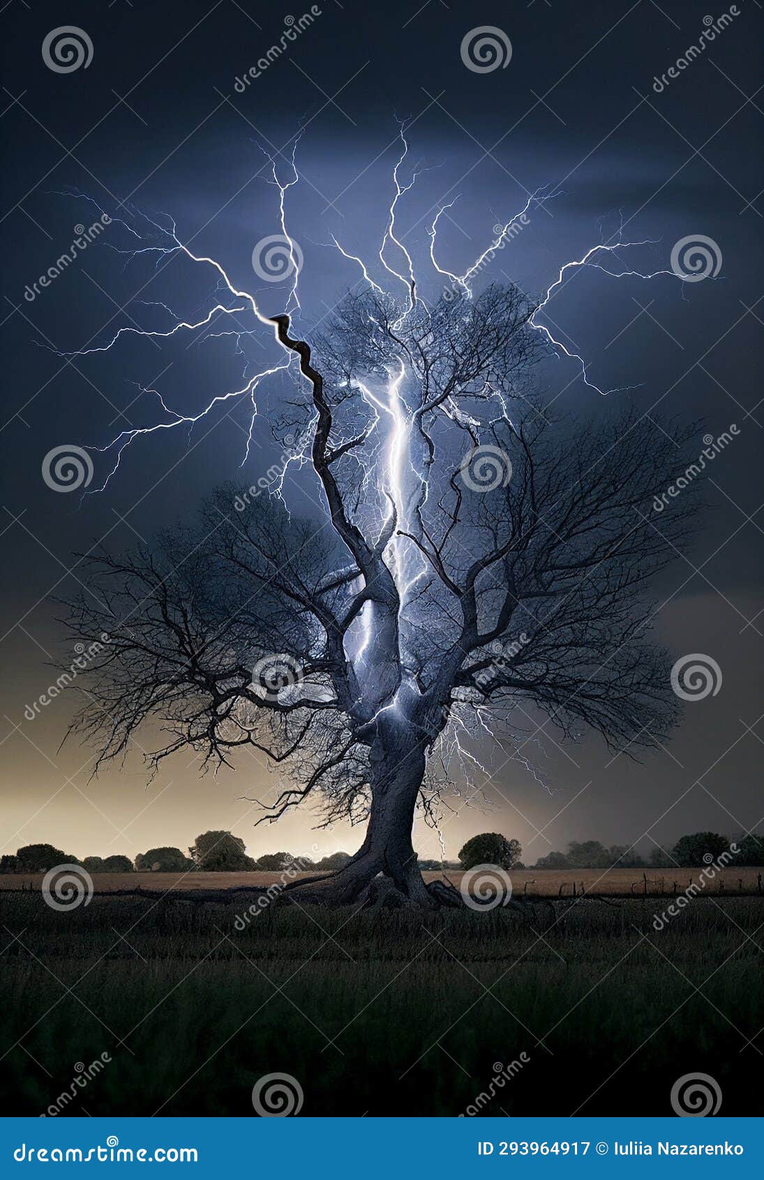 Lightning Struck a Tree. AI Generated Stock Image - Image of thunder ...