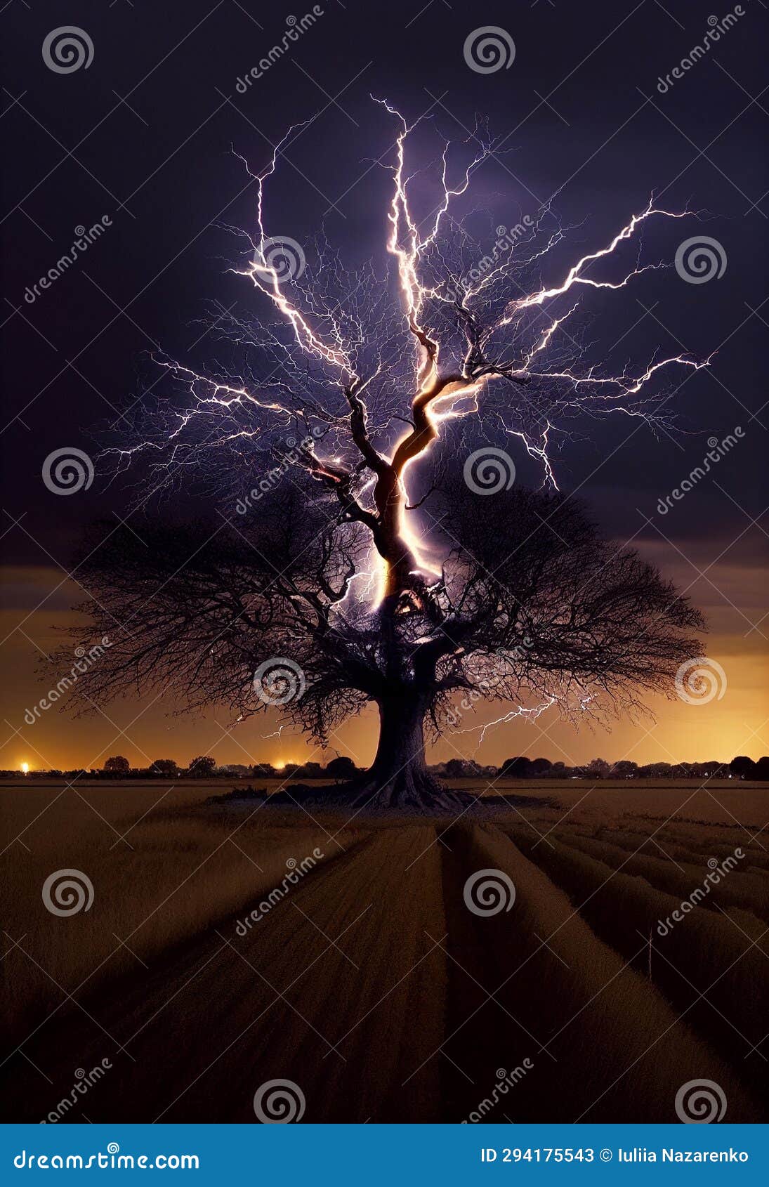 Lightning Struck a Tree. AI Generated Stock Image - Image of multiple ...