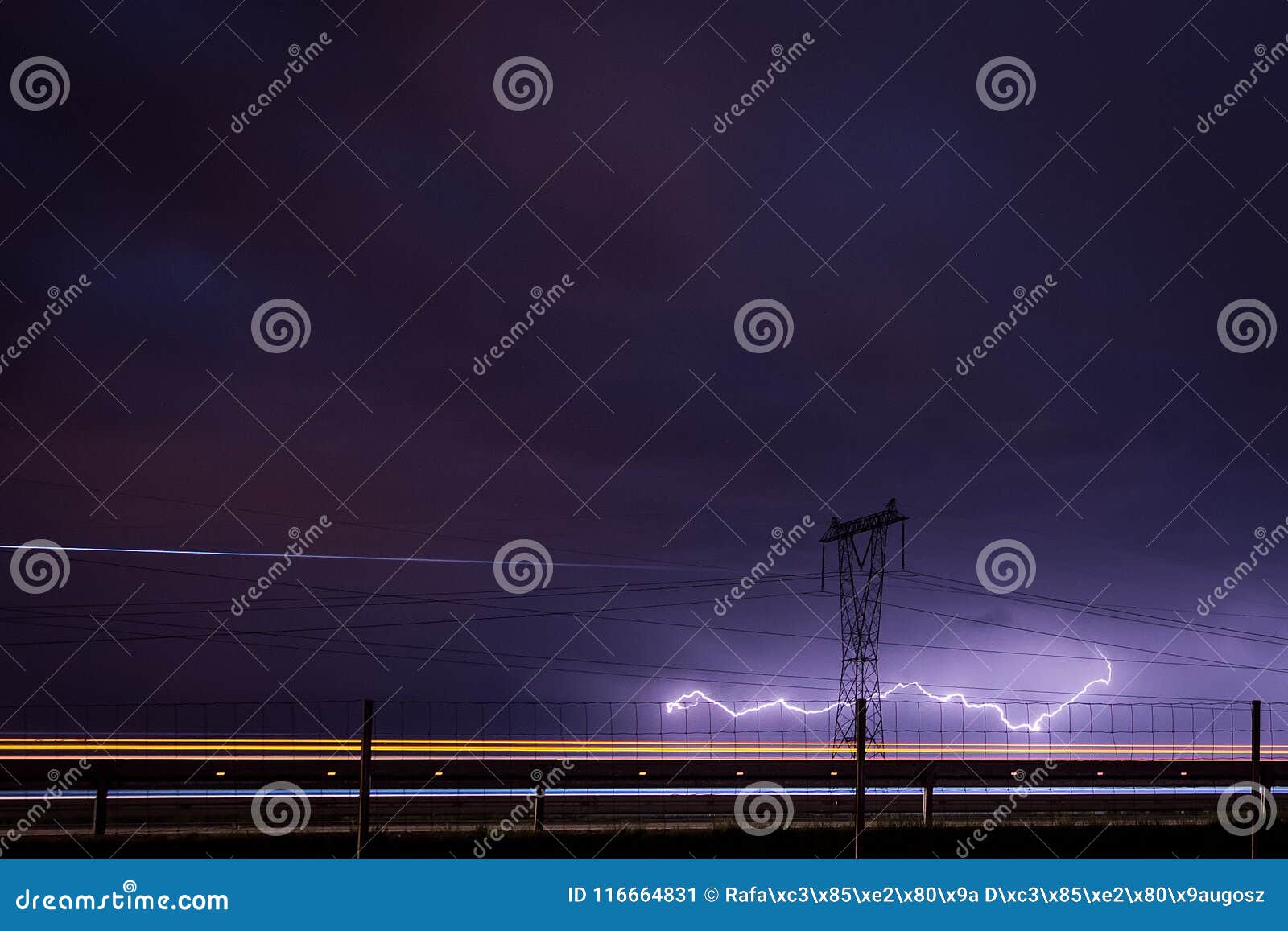 Intracloud Lightning Thunderbolt IC Strikes At Night Above A City Stock ...