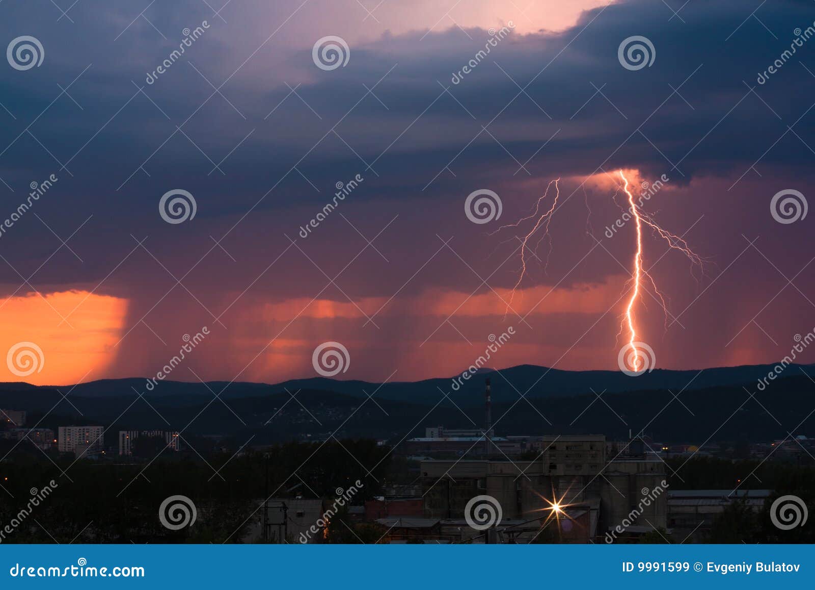 Lightning at sunset stock image. Image of dark, power - 9991599